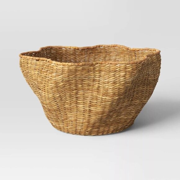 Threshold | Accents | Small Scalloped Woven Basket Natural Wicker ...